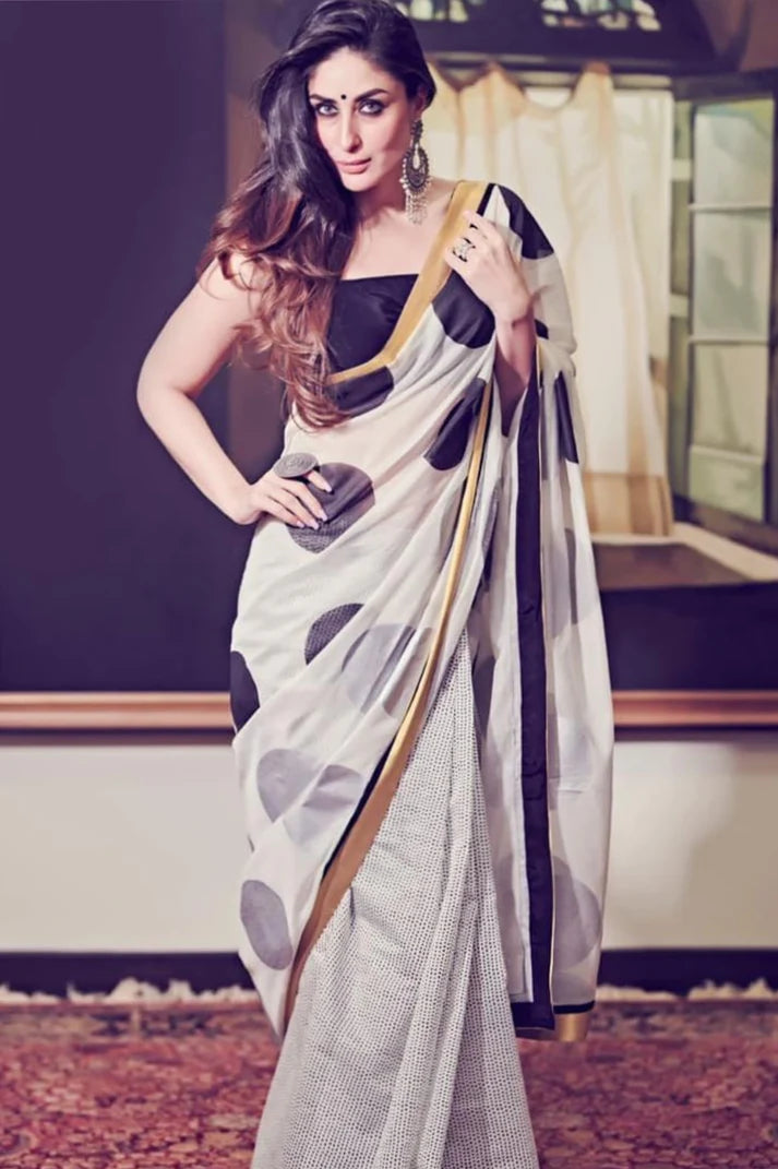 Monochrome Polka Saree
